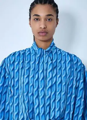 Balenciaga Double Sleeve Pleated Dress - Blue