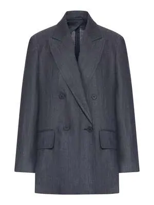 Max Mara Olimpia Double-breasted Linen Blazer - Multicolor