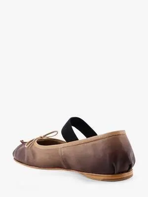 Miu Miu Leather Ballerinas With Logo Elastic Band - Multicolor
