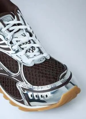 Bottega Veneta Orbit Mesh And Leather Sneakers - Brown