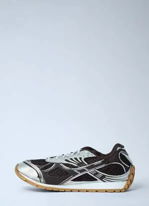 Bottega Veneta Orbit Mesh And Leather Sneakers - Brown
