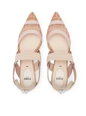 Fendi Colibrì Slingback Pumps In Leather And Mesh - Pink