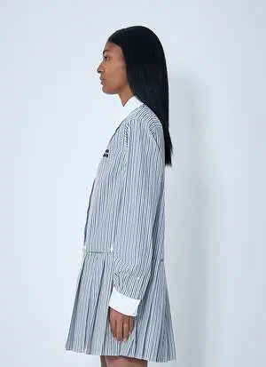 Miu Miu Striped Pleated Cotton Poplin Dress