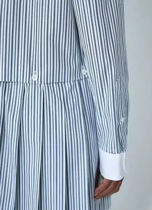 Miu Miu Striped Pleated Cotton Poplin Dress