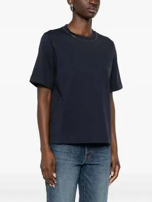 Brunello Cucinelli Cotton T-shirt With Embellished Neckline