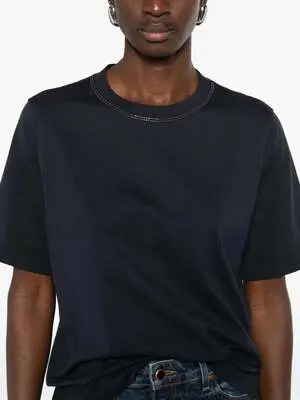 Brunello Cucinelli Cotton T-shirt With Embellished Neckline