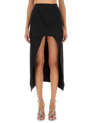 Alexander McQueen Asymmetrical Wool Skirt - Black