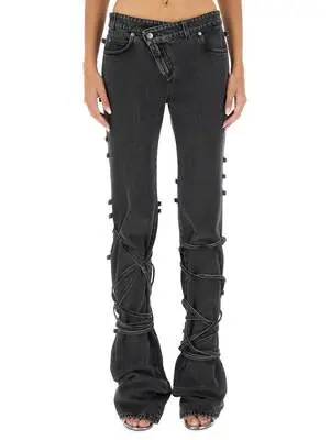 Alexander McQueen Slim Fit Jeans With Knot Detailing - Black