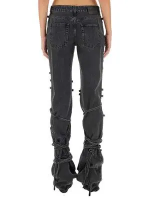 Alexander McQueen Slim Fit Jeans With Knot Detailing - Black