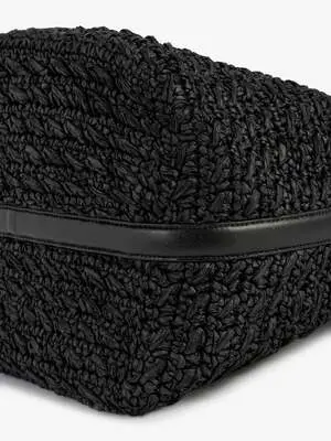 TOTEME Raffia Shoulder Bag With Buckle Detail - Black