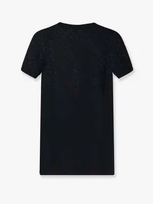 Gucci Short Sleeve Wool Dress With Gg Crystals - Multicolor