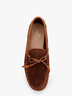 Valentino Garavani Palm Avenue Leather And Suede Boat Shoe - Multicolor