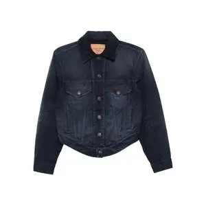 Balenciaga Dark Cotton Denim Jacket With Button Fastening - Blue