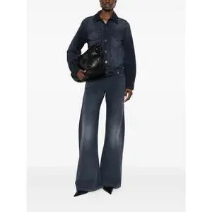 Balenciaga Dark Cotton Denim Jacket With Button Fastening - Blue