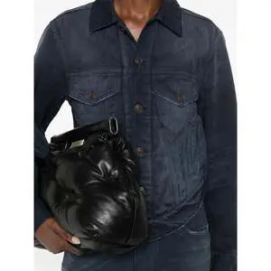 Balenciaga Dark Cotton Denim Jacket With Button Fastening - Blue