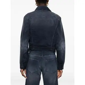 Balenciaga Dark Cotton Denim Jacket With Button Fastening - Blue