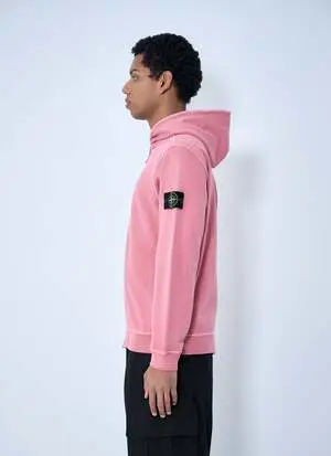 Stone Island Logo Patch Hooded Sweatshirt - Pink