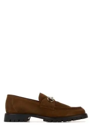 Gucci Suede Loafers With Horsebit Detail - Brown