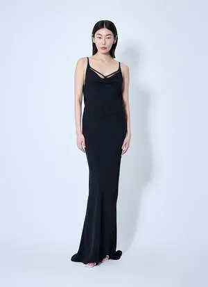 MUGLER Crepe Maxi Dress With Buckled Rear Construction