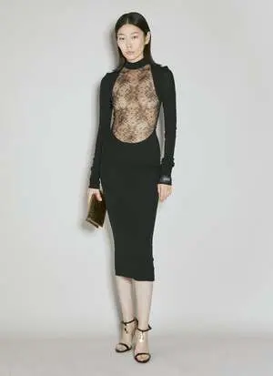 Dolce & Gabbana Chantilly Lace Insert Jersey Maxi Dress - Black