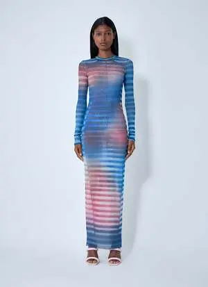 JEAN PAUL GAULTIER Air Mesh Maxi Dress - Blue