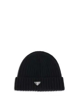 Prada Virgin Wool Beanie Hat - Black