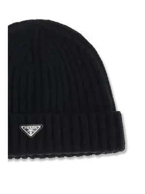Prada Virgin Wool Beanie Hat - Black