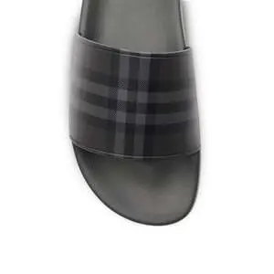 Burberry Check Pattern Crossover Strap Sandals - Black