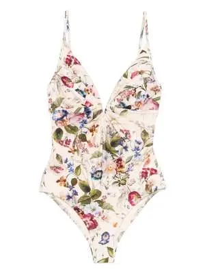 Zimmermann Patience Tuck Plunge One-piece Swimsuit - Multicolor