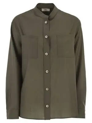 Herno Shirt With Chest Pockets In Combed Wool Muslin - Multicolor