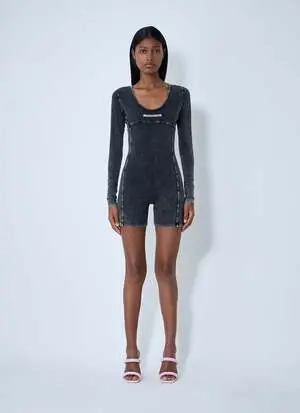 DIESEL® Long Sleeve Logo Motif Jumpsuit - Black