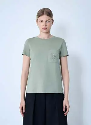 Max Mara MAX MARA Cotton Jersey Logo Motif T-Shirt Green