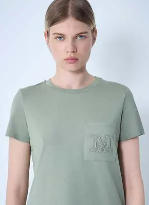 Max Mara Cotton Jersey Logo Motif T-shirt - Green