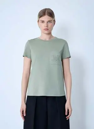 Max Mara Cotton Jersey Logo Motif T-shirt - Green