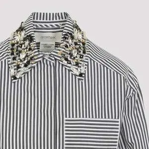 Sportmax Quagga Embellished Striped Cropped Shirt