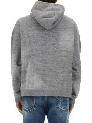 Dsquared2 Logo Embellished Cotton Hoodie - Gray