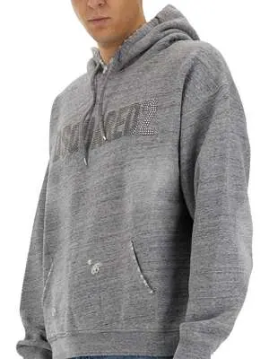 Dsquared2 Logo Embellished Cotton Hoodie - Gray