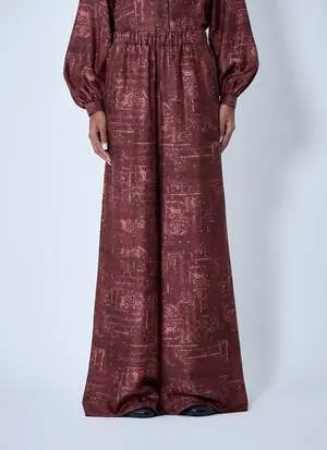 Max Mara Wide-leg Silk Jacquard Pants