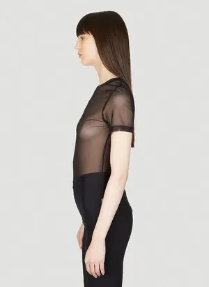 Dolce & Gabbana Sheer Mesh T-shirt With Embellished Patch