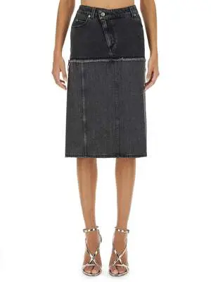 Alexander McQueen Two-tone Denim Skirt - Black
