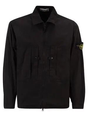 Stone Island Comfortable Overshirt With Zip And Pockets - Black