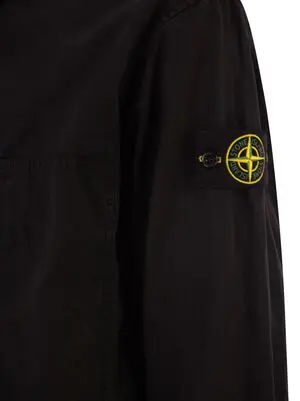 Stone Island Comfortable Overshirt With Zip And Pockets - Black
