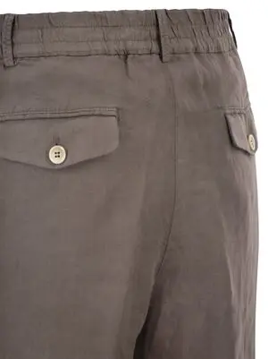 Brunello Cucinelli Bermuda Shorts In Light Délavé Linen Canvas - Multicolor