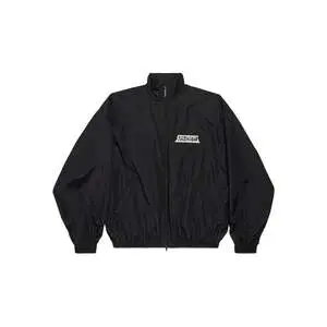 Balenciaga High Neck Zip Jacket With Logo Detail - Black