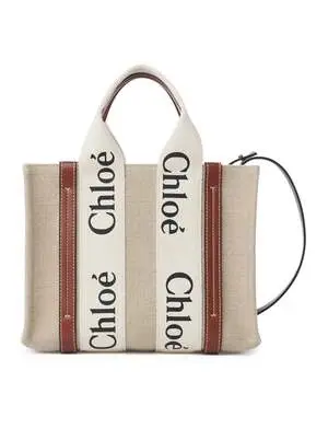 Chloé Woody Small Linen Tote Bag