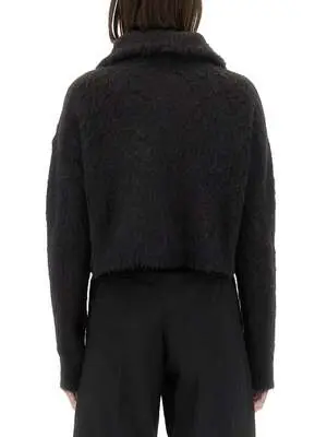 Sportmax Falcon Alpaca Blend Cropped Zip-up Shirt