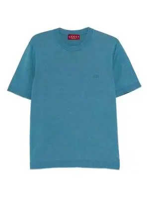Gucci Short Sleeve Crewneck Silk Sweater
