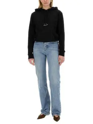 Saint Laurent Logo Print Cotton Hoodie