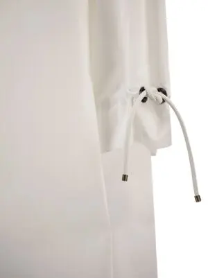 Max Mara Cotton Poplin Oversized Blouse With Drawstring Cuffs - White