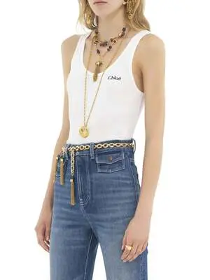 Chloé Cotton Tank Top - White
